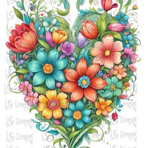 Printable Floral Heart Valentine Clipart Bundle - Set #1, PNG ...