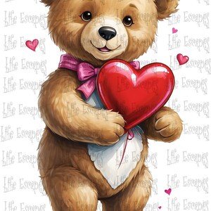Printable Valentine Bear Clipart Bundle - Set #2, PNG, Commercial Use ...