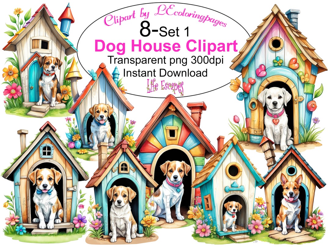 Printable Dog House Clipart Bundle - Set #1, PNG, Commercial Use ...