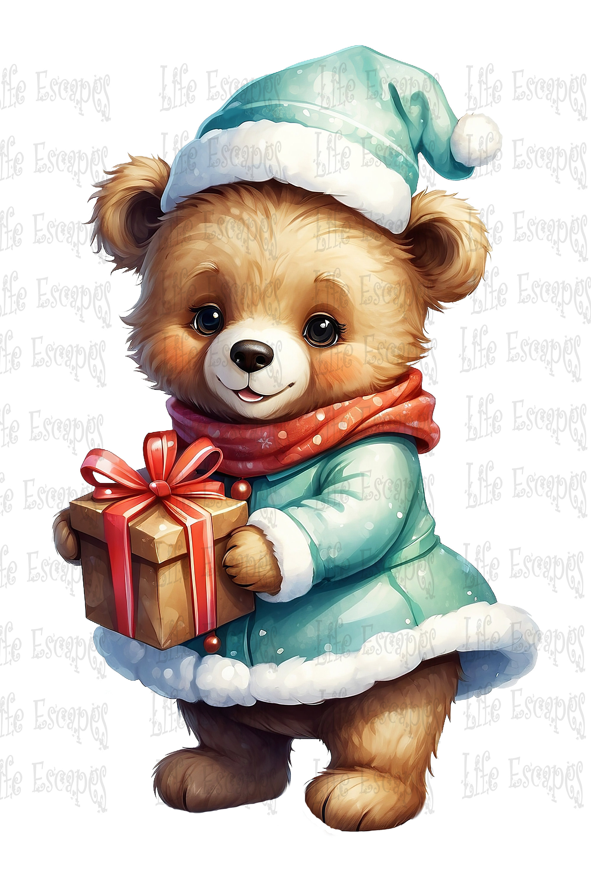 Printable Christmas Teddy Bears Clipart Set Set 1, PNG, Commercial Use ...