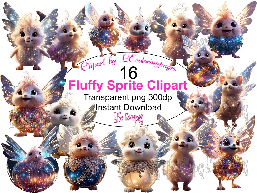Fluffy Fairy Sprite Clipart Set, Fantasy Creatures Digital Download ...