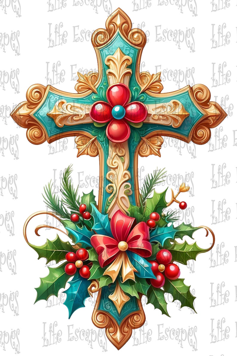 Printable Christmas Crosses Clipart Set - Set #1, PNG, Commercial Use ...