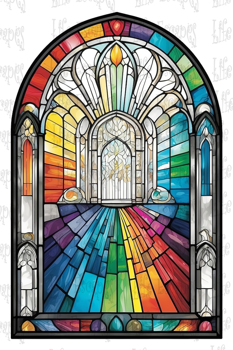 Printable Stained Glass Rainbow Clipart Bundle Set 1, PNG, Commercial ...