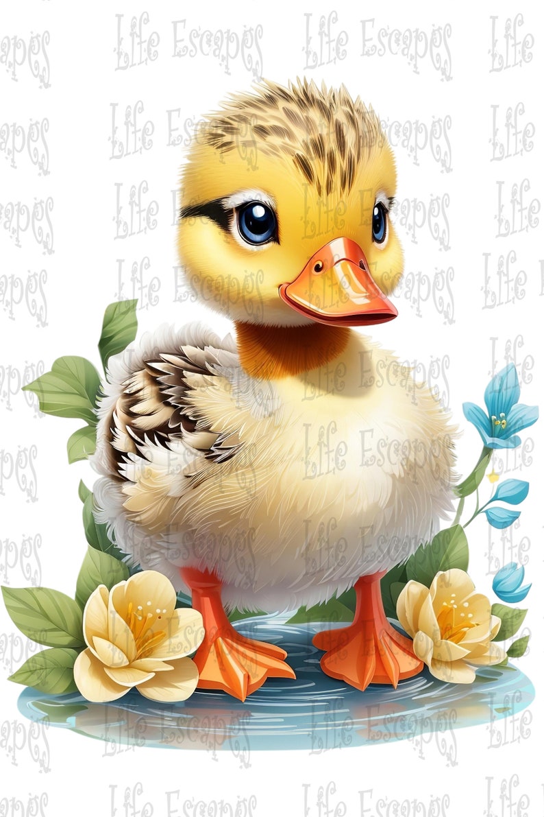 Printable Cute Baby Duck Clipart Bundle Set 5, PNG, Commercial Use ...
