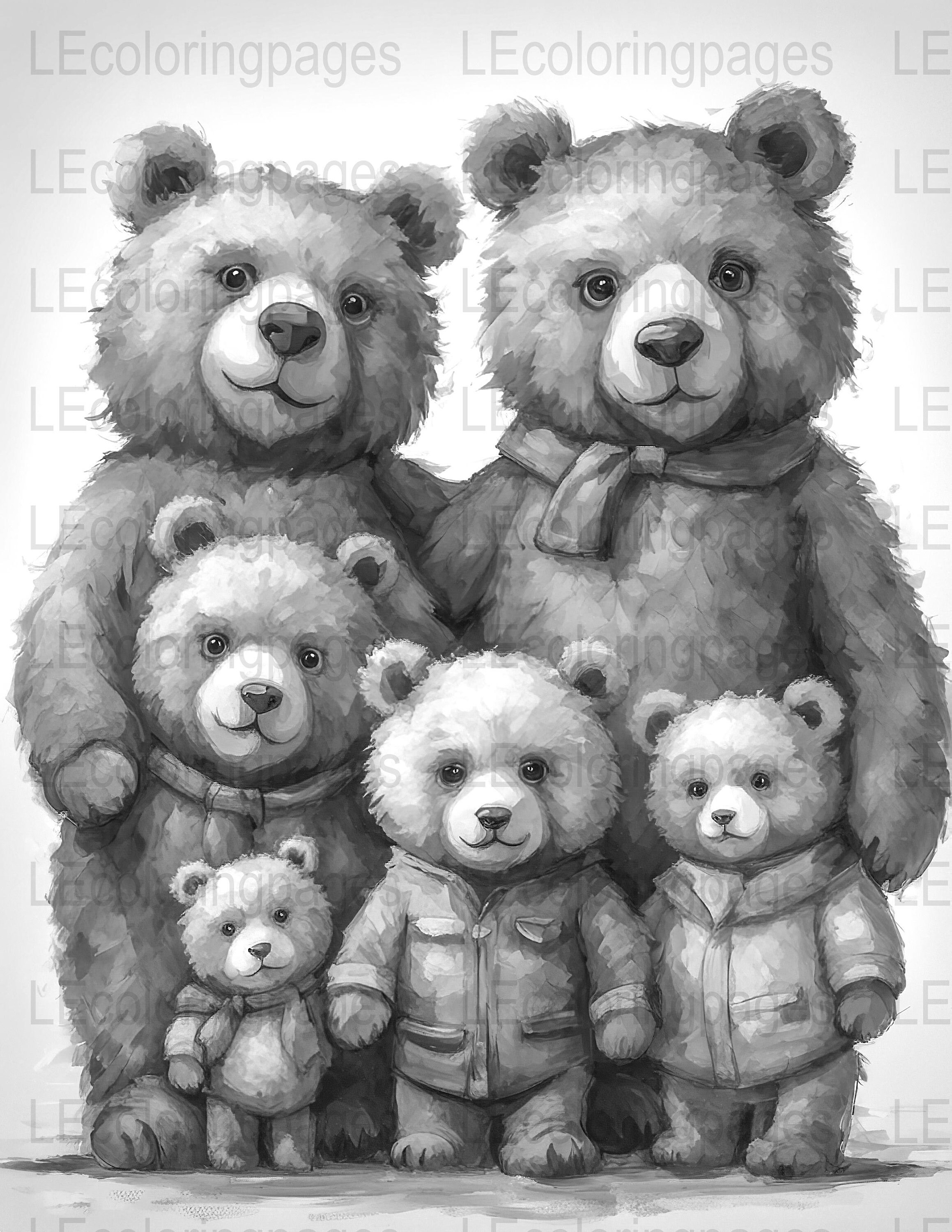Teddy Bear Grayscale Coloring Page for Adults 94 PDF - Etsy