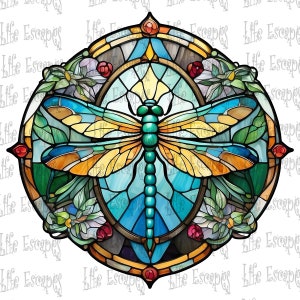 Printable Stained Glass Dragonfly Clipart Bundle - Set #1, PNG ...