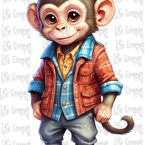 Printable Monkey Clipart Bundle - Set #1, PNG, Commercial Use, Digital ...