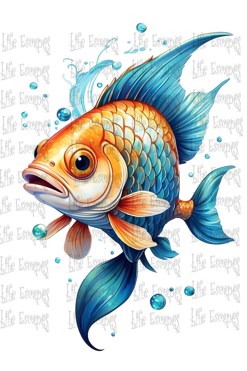 Printable Cute Fish Clipart Bundle - Set #1, PNG, Commercial Use ...