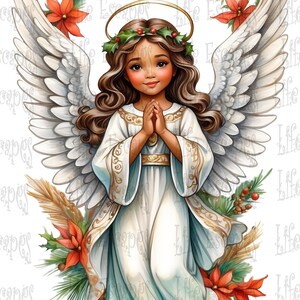 Christmas Angel Clipart Set 9, Transparent PNG 300dpi, Digital Download ...