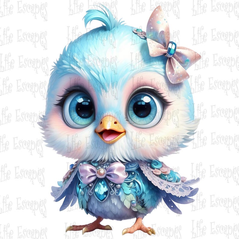 Cute Baby Blue Bird Clipart Set, Watercolor Blue Bird Clip Art, Pink ...