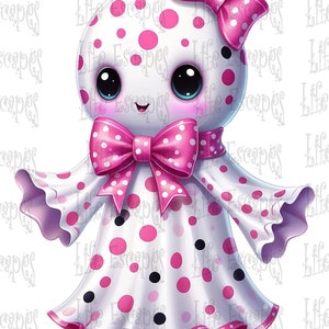 Pink Polka Dot Cute Ghost Halloween Clipart, Commercial Use ...