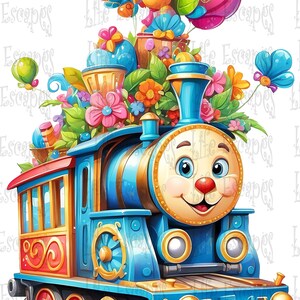 Train Clipart Set, Cute Locomotives and Carriages, Digital Download ...