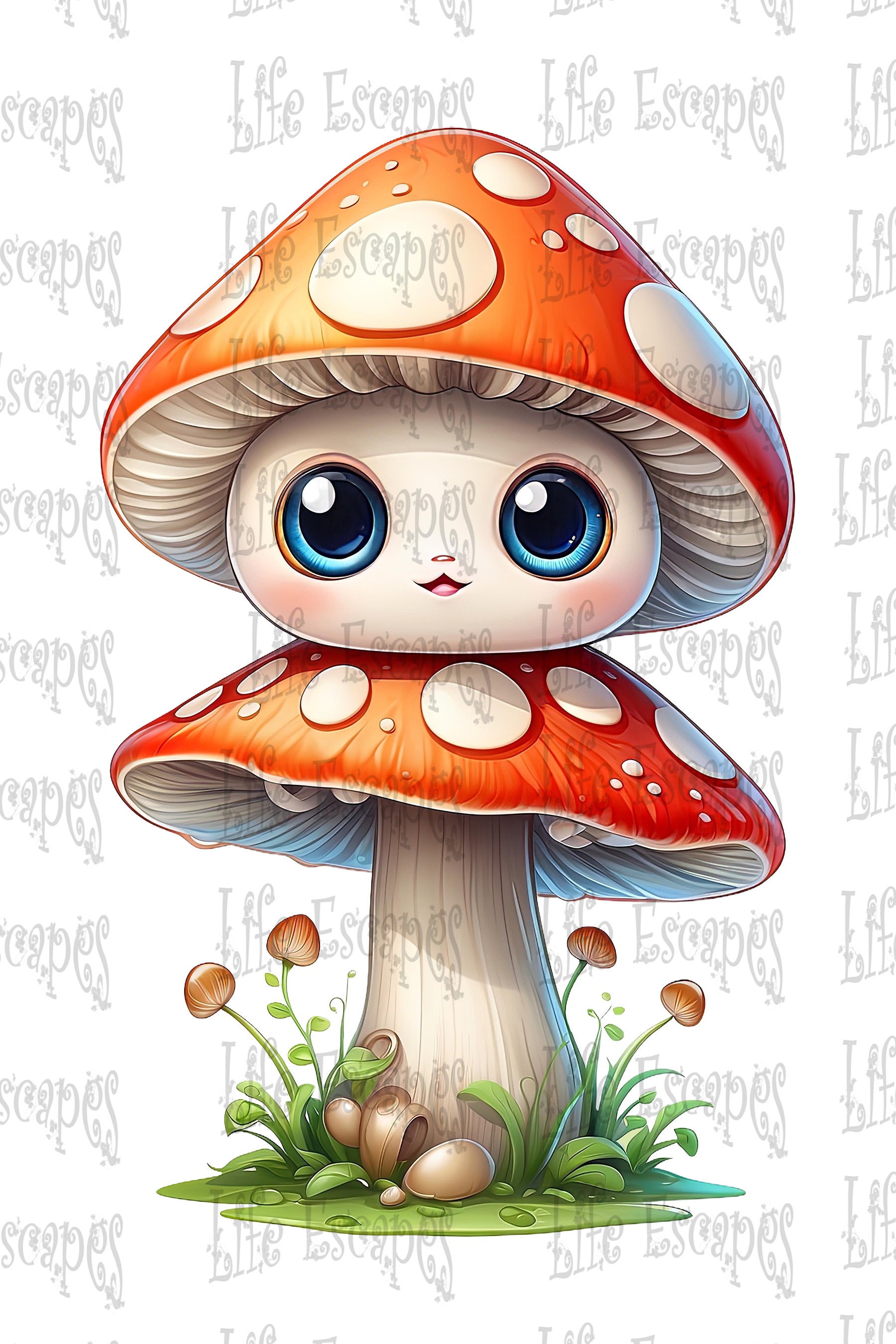 Cute Mushroom Clipart Set, Kawaii Fungi Graphics, Digital Download ...
