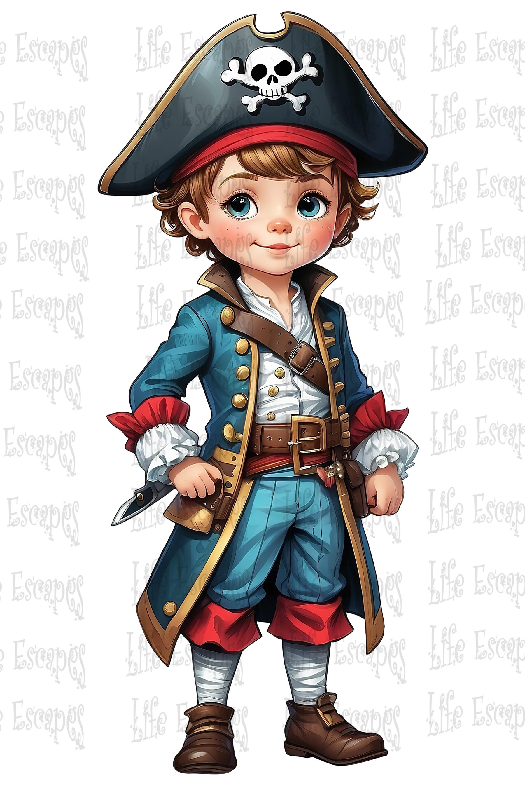 Cute Boy Pirate Clipart, Digital Pirate Illustrations, Commercial Use ...