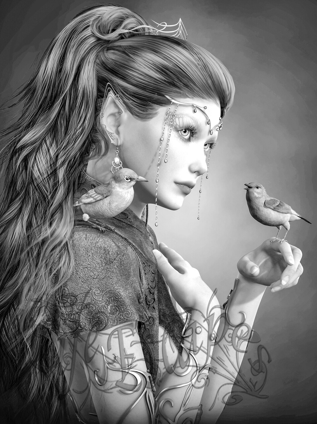 Coloring Page Fantasy Grayscale High Resolution Printable Single ...