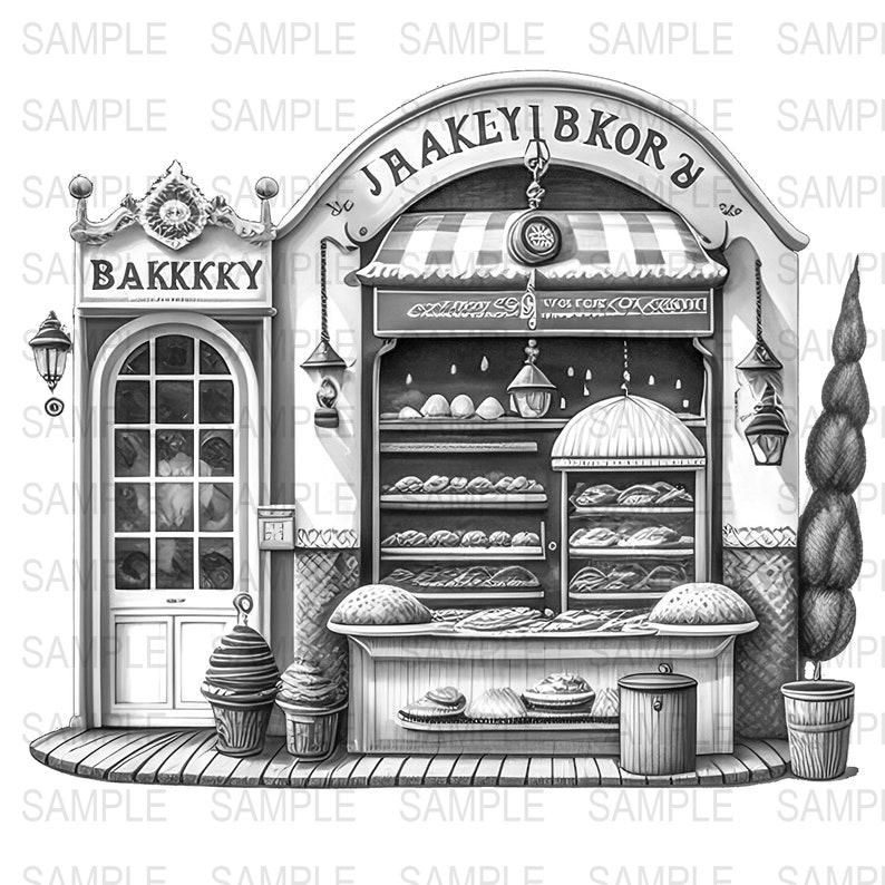 Printable Adult Coloring Page 3D Whimsical Bakery 8x8 - Etsy