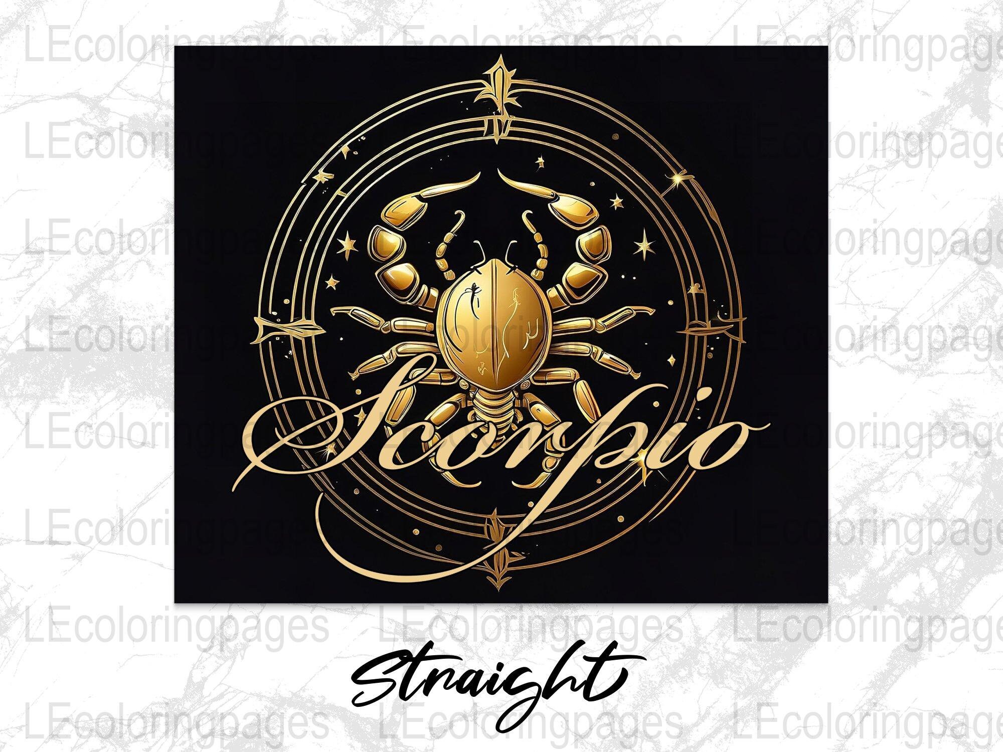 Zodiac Scorpio 20 Oz Skinny Tumbler Design, Astrology Gold Black Wrap ...