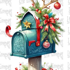 Printable Christmas Mailbox Clipart Set - Set #1, PNG, Commercial Use ...