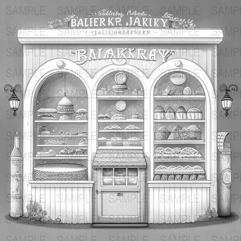 Printable Adult Coloring Page, 3D Whimsical Bakery - 8x8" Printable ...