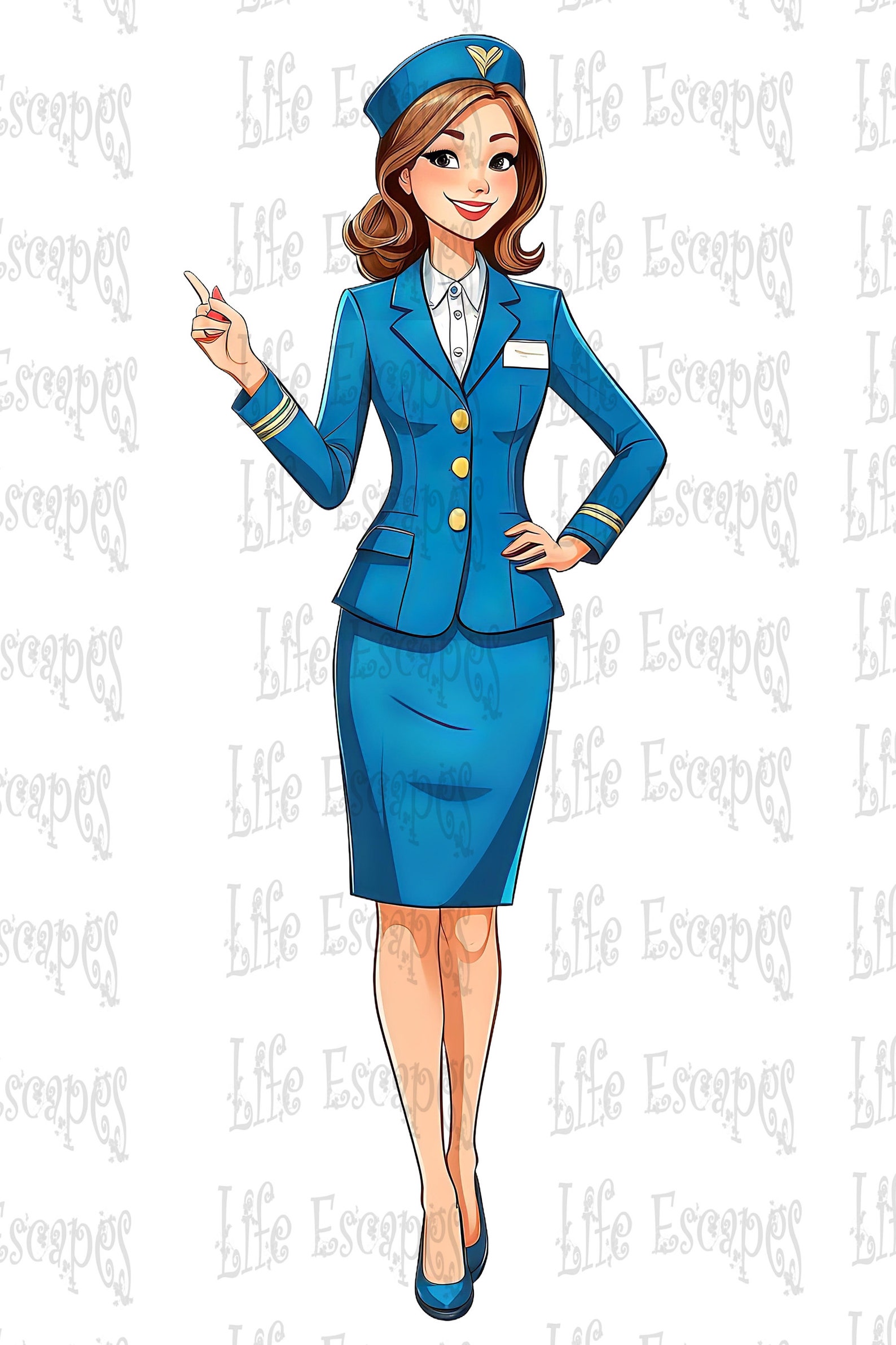 Pilot and Flight Attendant Clipart, Career Day Graphics (digital ...