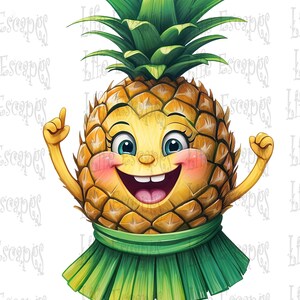 Cute Pineapple Clipart Set, Cartoon Pineapples, Digital Download ...