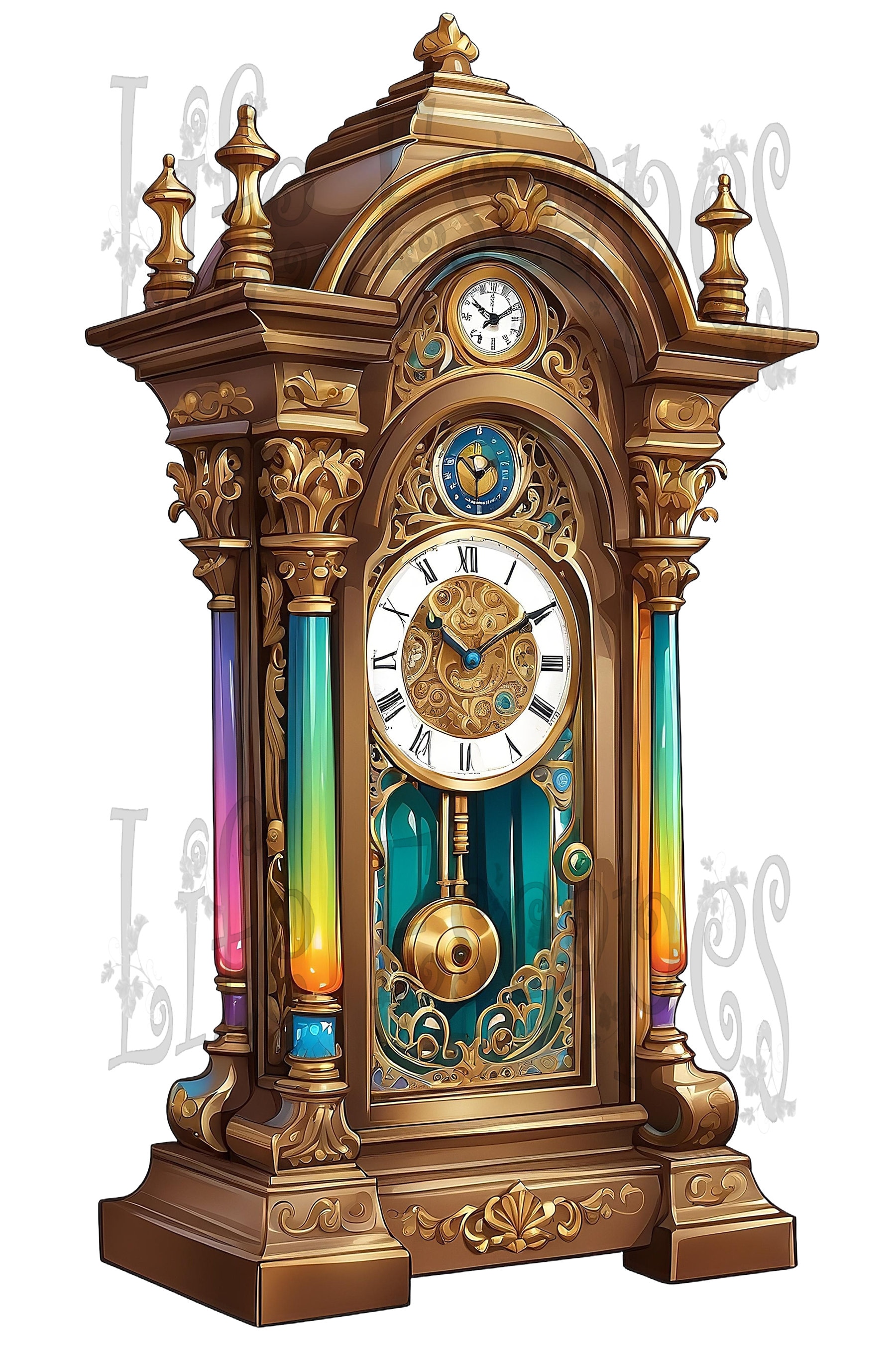 Grandfather Clock Clipart Bundle – Ornate Antique Style (digital ...