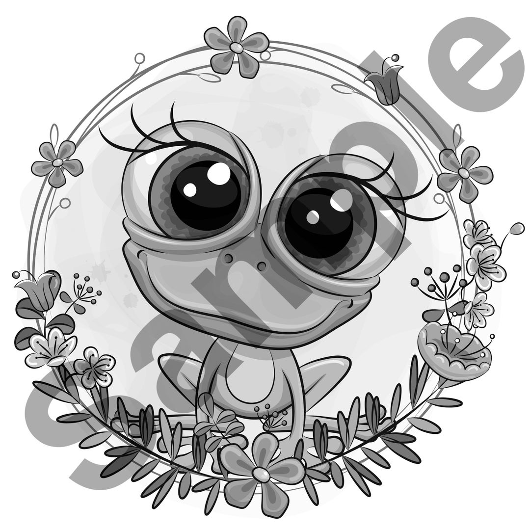 Froggy Fun Grayscale Coloring Page for Adults - Etsy