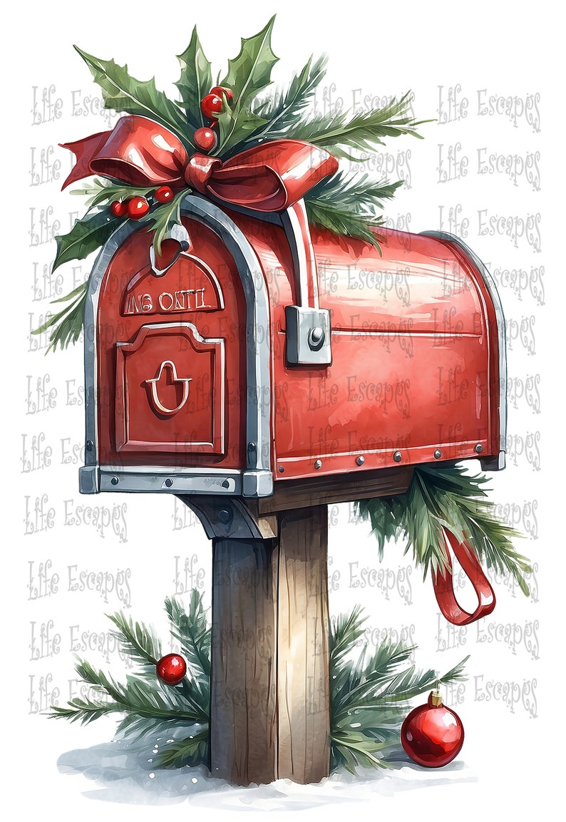 Printable Christmas Mailbox Clipart Set - Set #1, PNG, Commercial Use ...