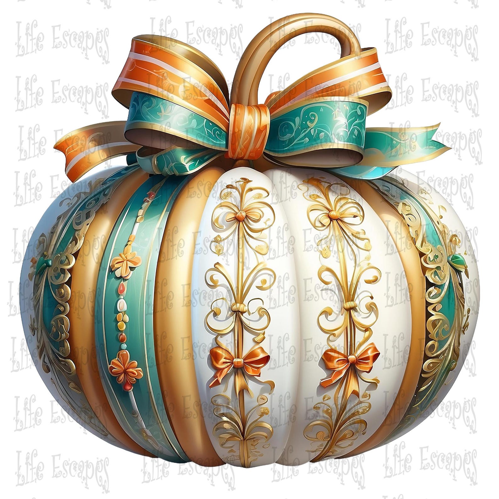 Decorative Pumpkin Clipart Pack, Instant Download, 300dpi Transparent ...