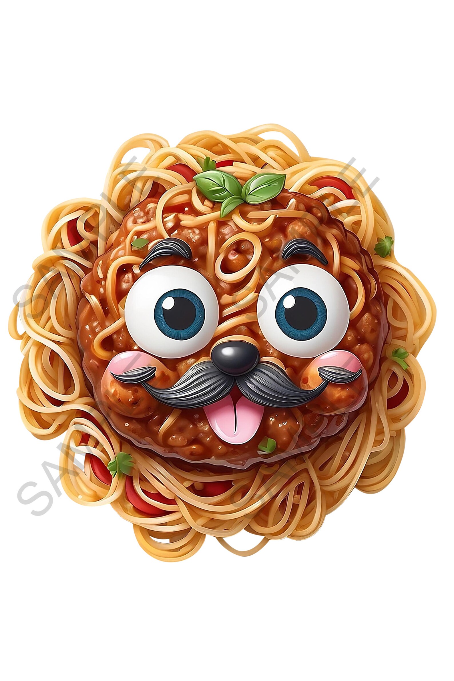 Spaghetti and Meatball Clipart Set, Cute Pasta Characters, Digital PNG ...