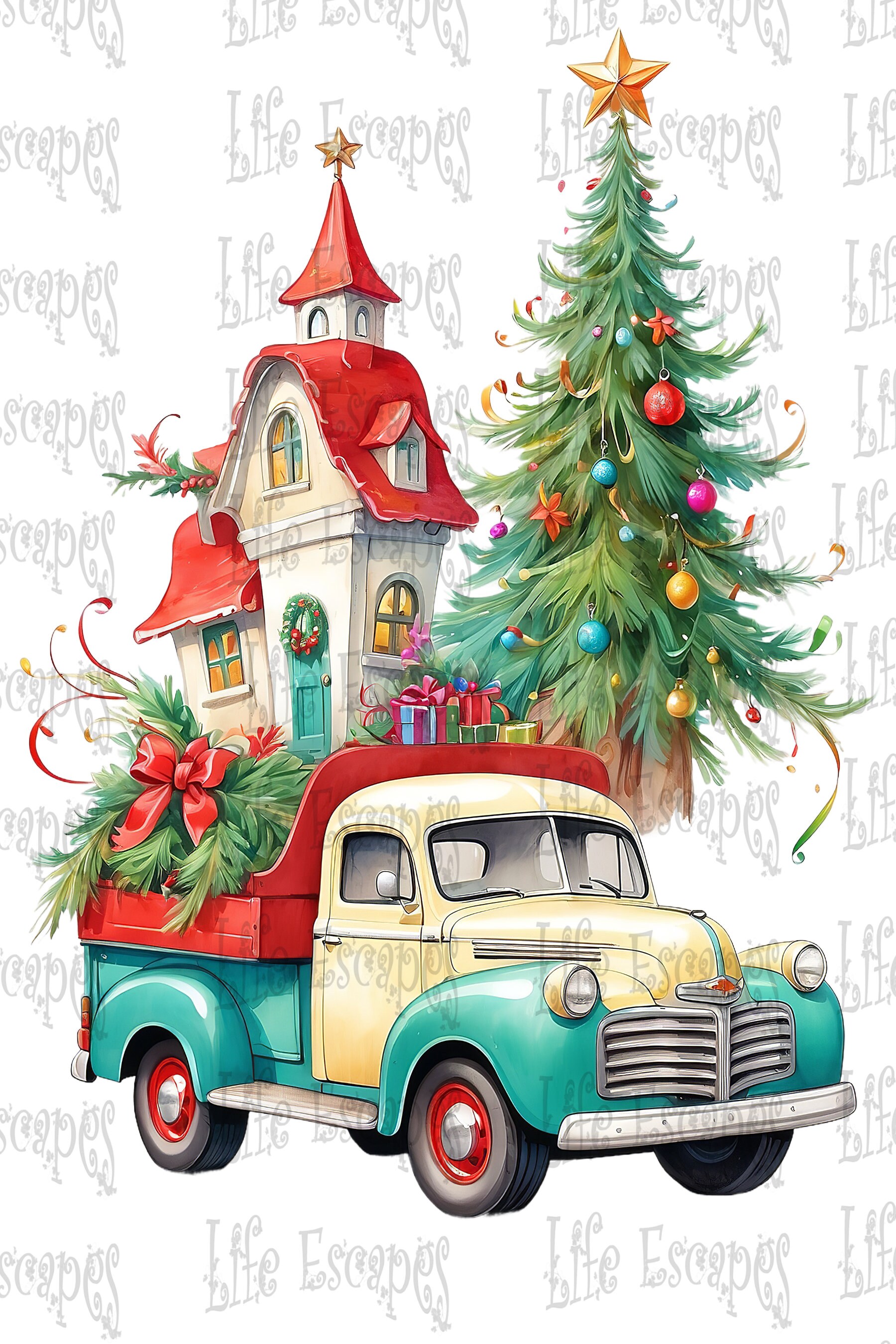 Printable Christmas Truck Clipart Set - Set #1, PNG, Commercial Use ...