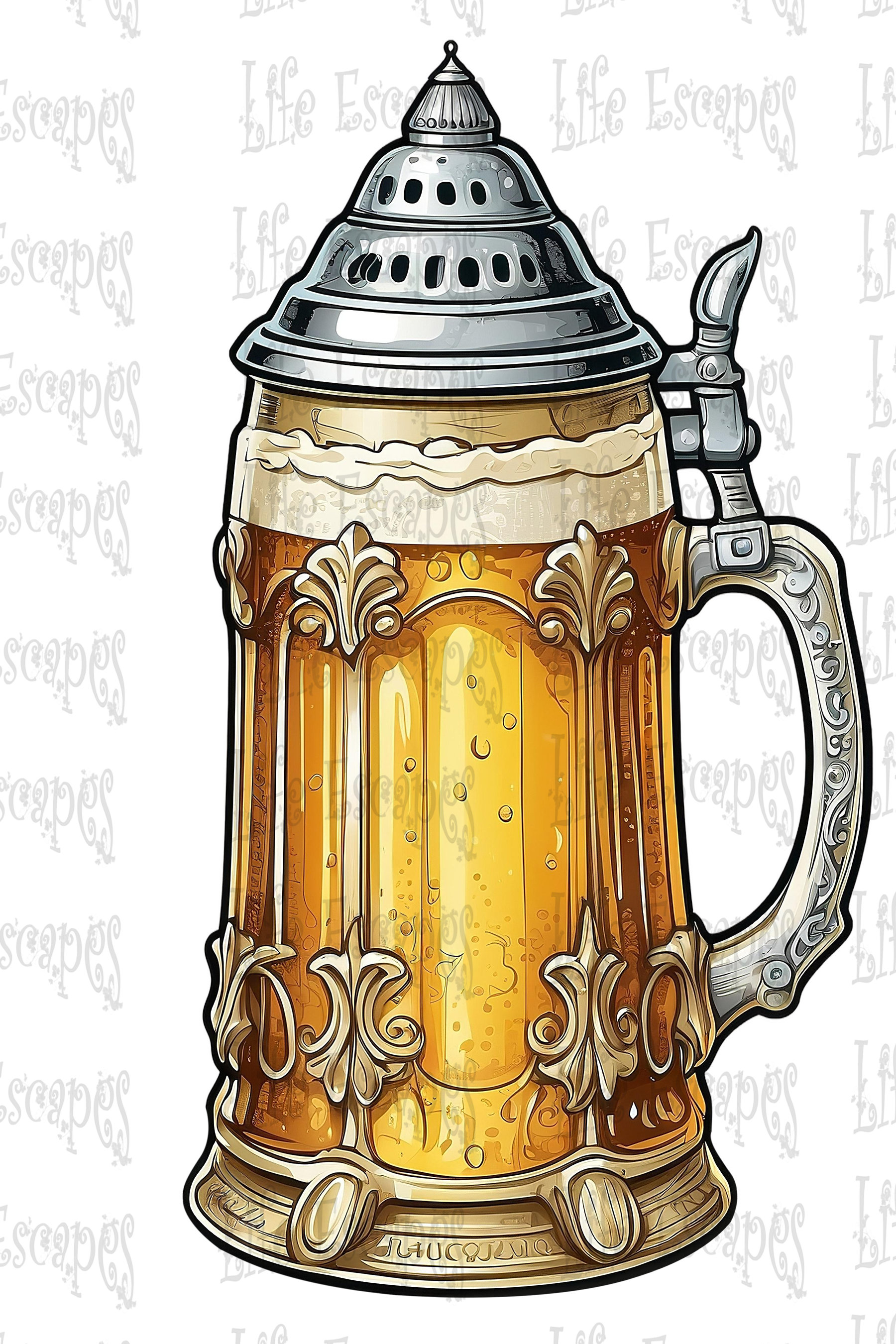 Beer Stein Clipart Set, Vintage Oktoberfest Graphics, Transparent PNG ...