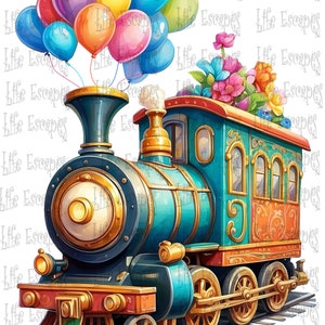 Printable Party Train Clipart Bundle - Set #1, PNG, Commercial Use ...