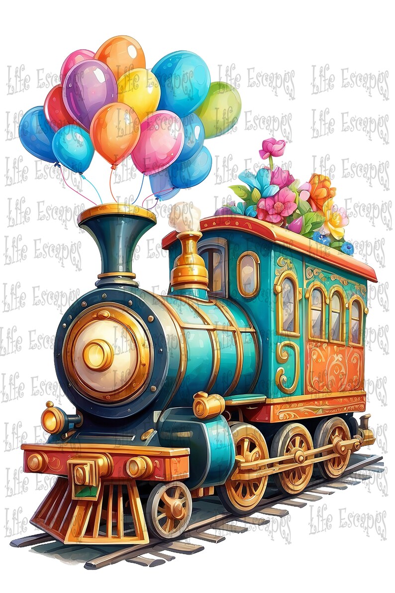 Printable Party Train Clipart Bundle - Set #1, PNG, Commercial Use ...