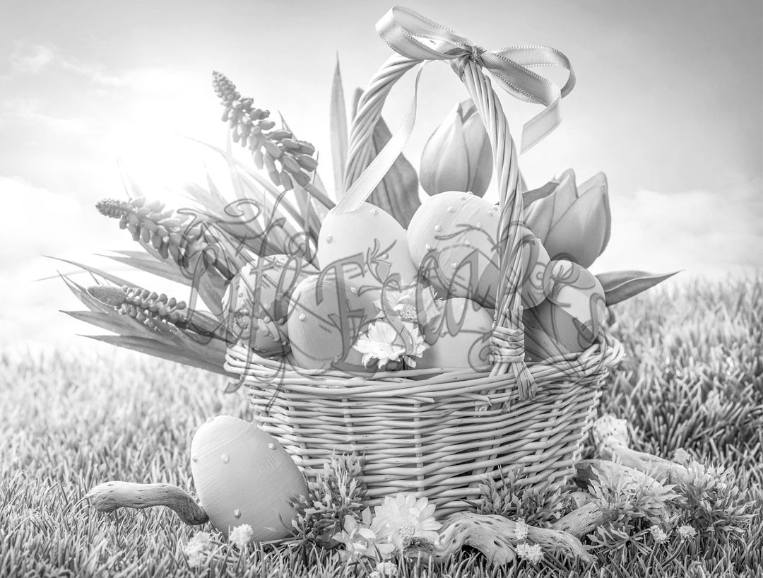 Easter Coloring Page Fantasy Grayscale High Resolution Printable Single ...