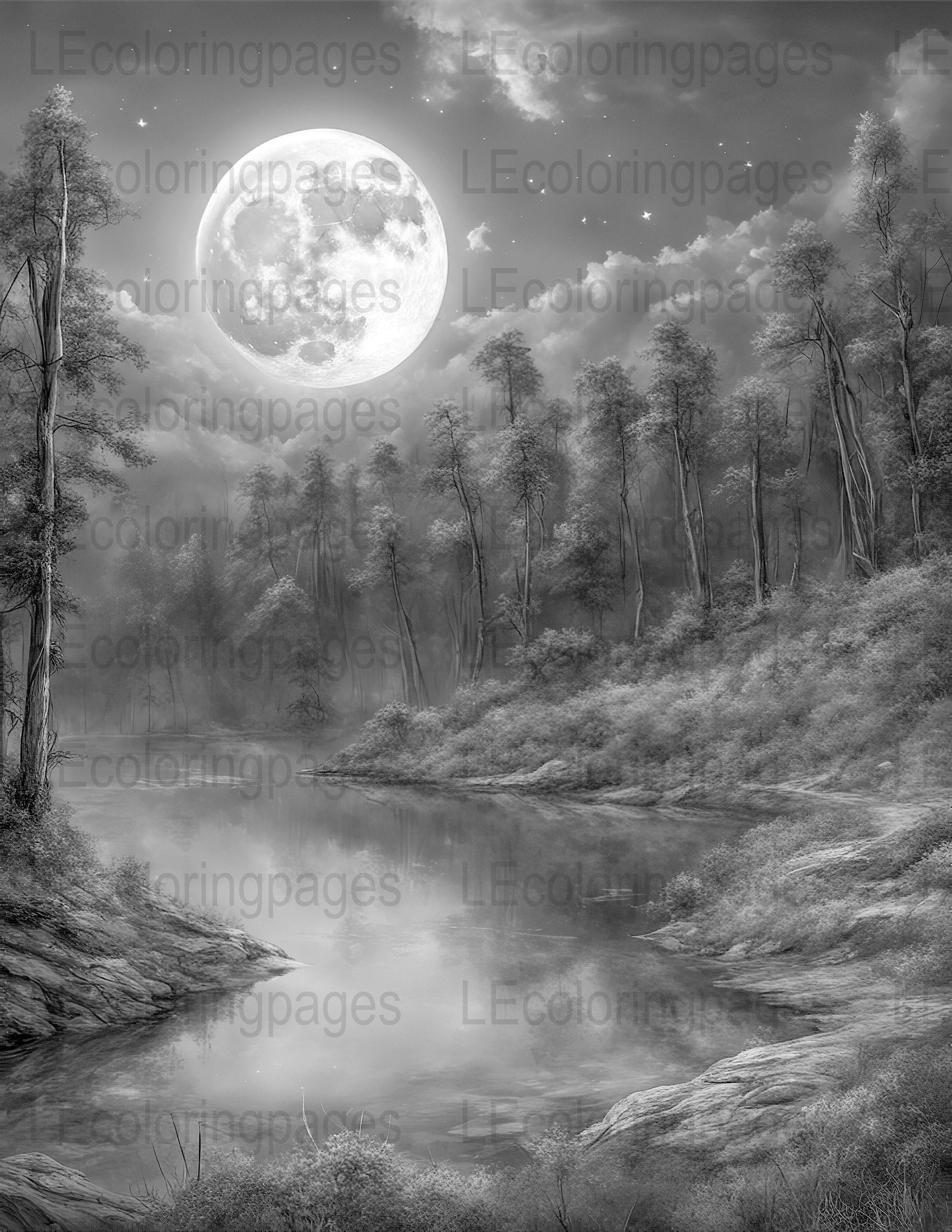 Moon Dreams Fantasy Printable Coloring Pages for Adults - Etsy
