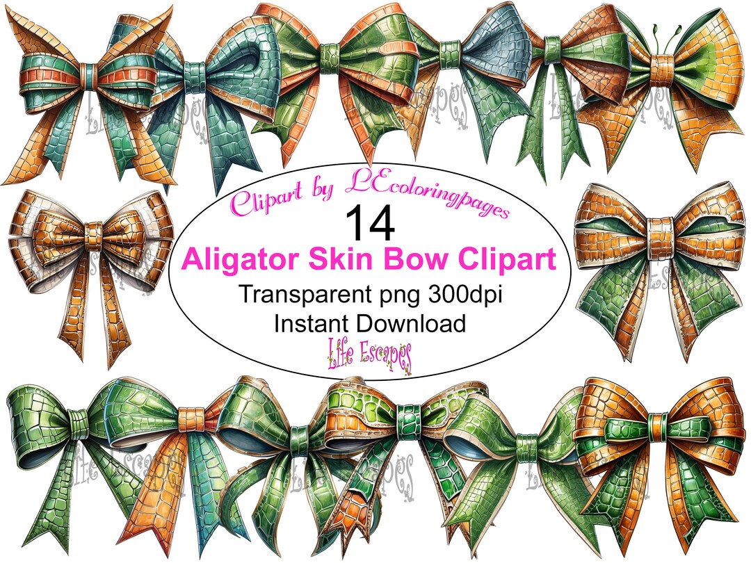 Alligator Skin Bow Clipart Set, Vintage Style (digital Download) - Etsy