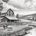 Grayscale Coloring Pages for Adults, Relaxing Farm Scene Coloring Page ...