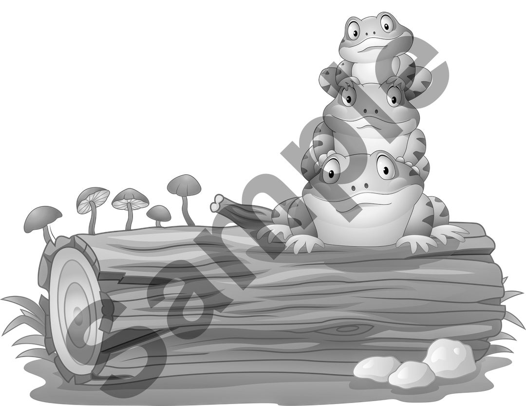 Coloring Page Froggy Fun Grayscale High Resolution Printable Single ...