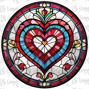 Printable Stained Glass Hearts Clipart Bundle - Set #1, PNG, Commercial ...