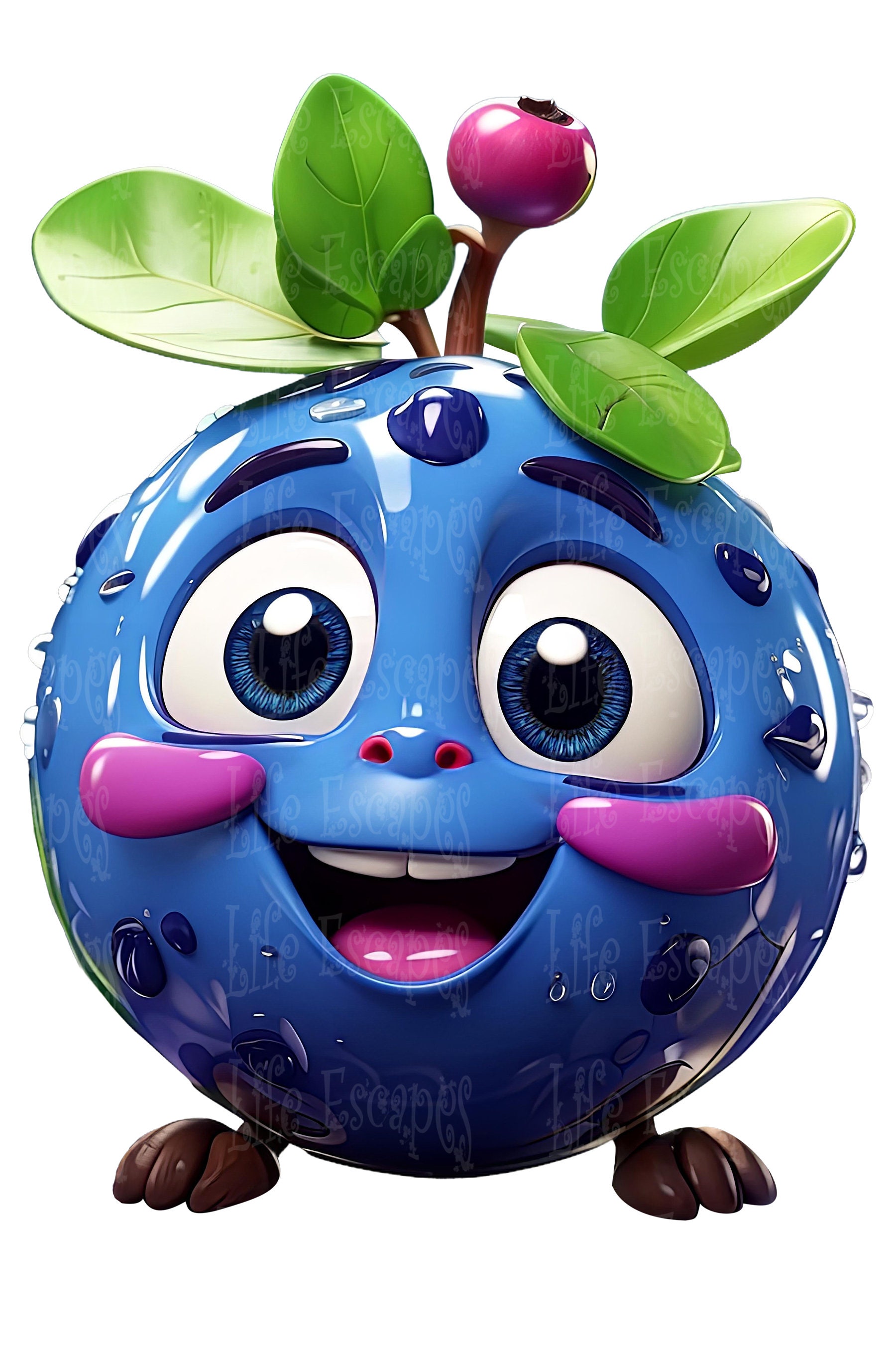 Cute Blueberry Characters Clipart, Whimsical Fruit Illustrations ...