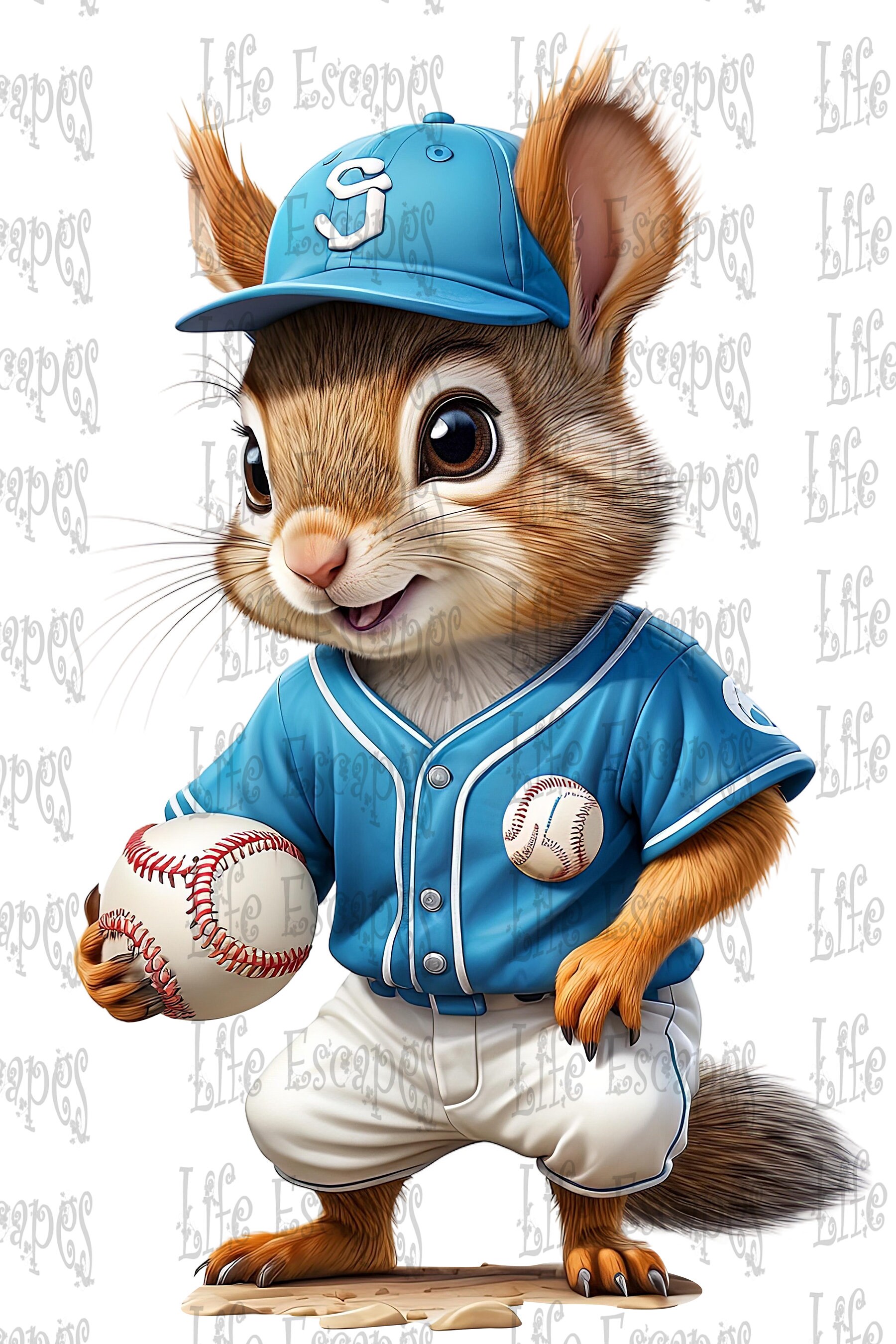 Baby Squirrel Baseball Clipart, Cute Sports Theme Illustrations ...