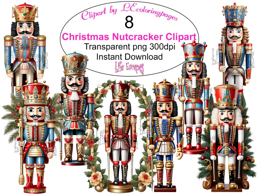 Christmas Nutcracker Clipart Set, 8 PNG 300dpi, Instant Download ...