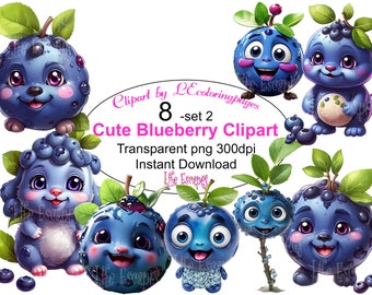 Blueberry Girl Clip Art 10 High Res Watercolor Jpgs Junk Journaling ...