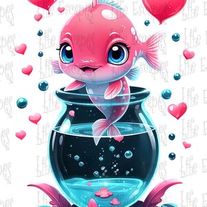 Cute Baby Fish Clipart Set, Colorful Aquarium Fishes Printable, Cartoon ...