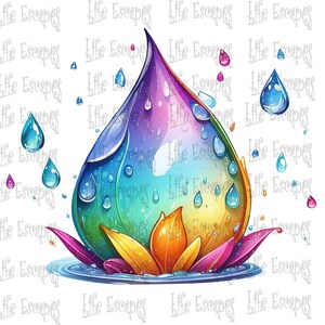 Rain Drop Clipart Bundle – Cute PNG Images, Commercial Use (digital ...