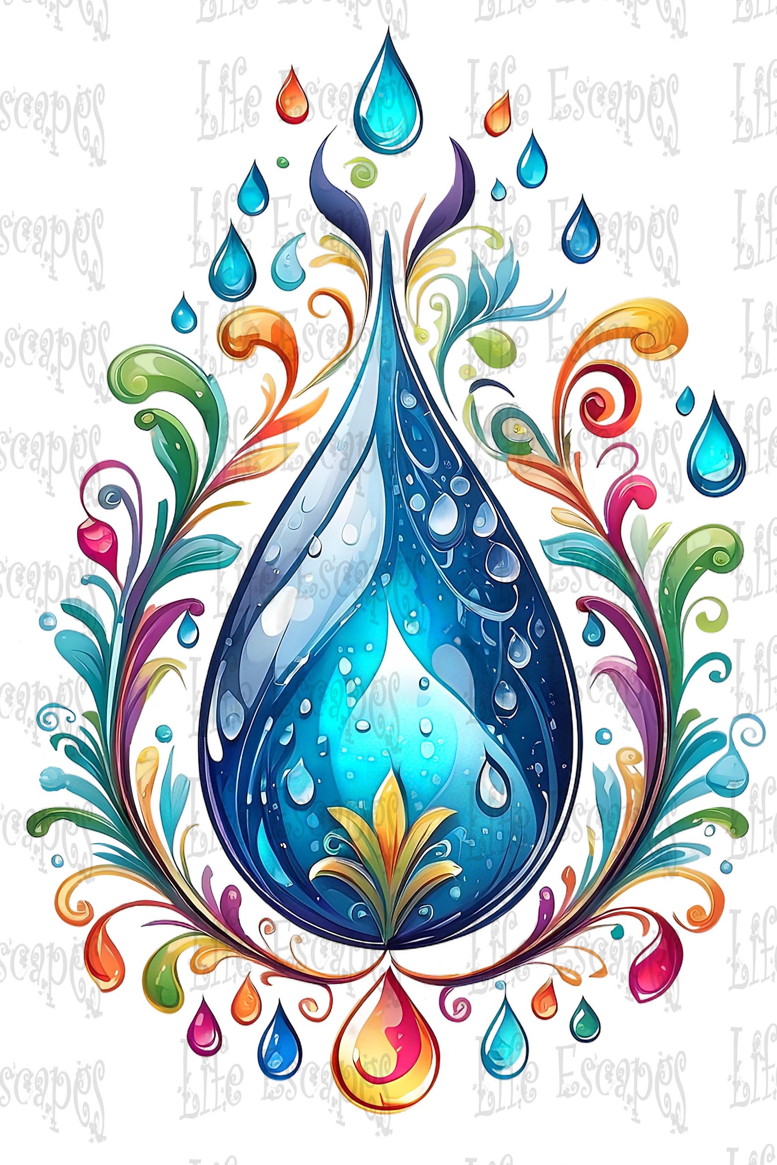 Cute Raindrop Character Clipart Set, Whimsical Water Drops (digital ...