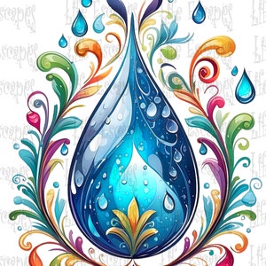 Cute Raindrop Character Clipart Set, Whimsical Water Drops, Digital ...