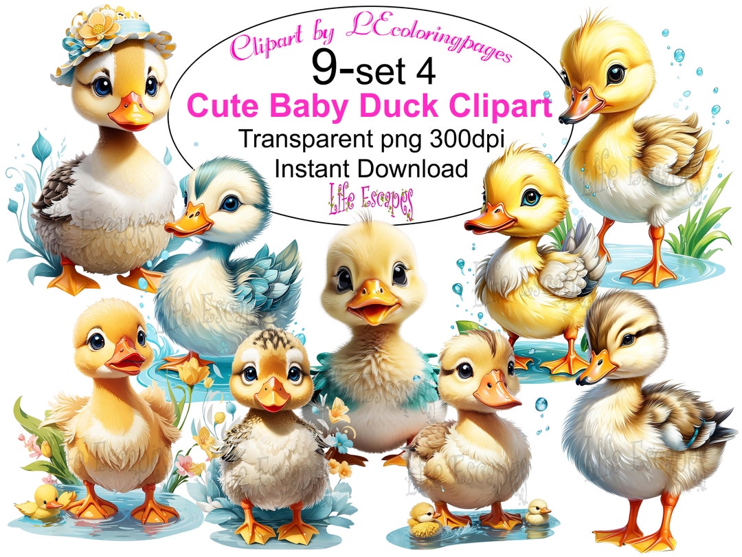 Printable Cute Baby Duck Clipart Bundle - Set #4, PNG, Commercial Use ...