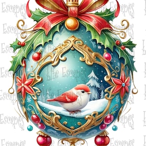 Printable Christmas Ornaments Clipart Set - Set #1, PNG, Commercial Use ...